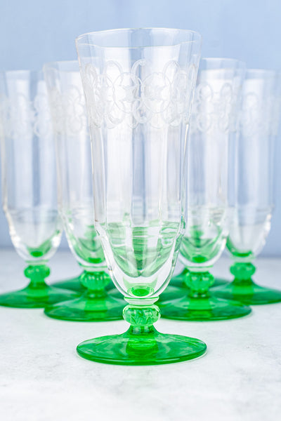 Vintage Etched Parfait Glasses - Set of 8 | P.O.S.H.